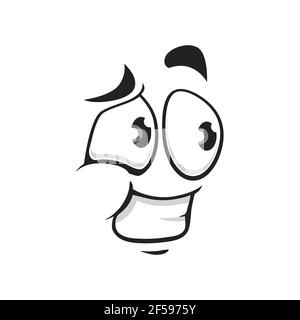 Smile face emoticon, disgruntled comic smiley with annoyed grumbling ...