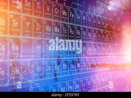 Periodic table of elements abstract physics scientific concept Stock ...