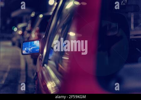 Police car in rearview mirror Stock Photo - Alamy