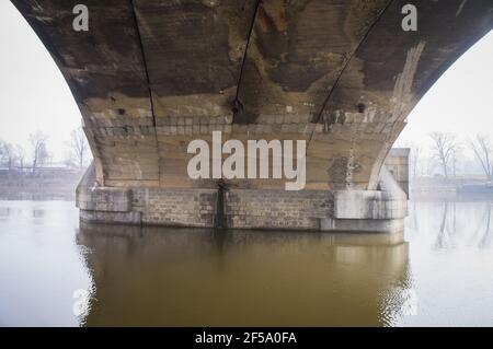 The February 24, 2021, view on the Liben bridge in Prague. This rare ...