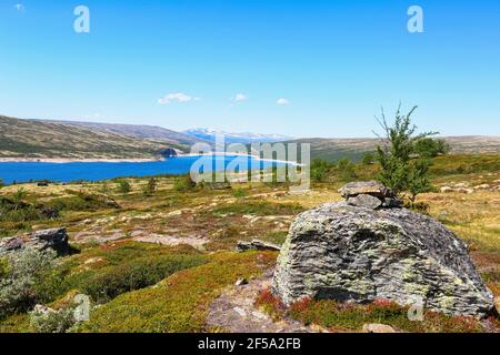 Lake Innerdalsvatnet and mountain area Kvikne Bruna located in Rennebu municipality, Norway ...