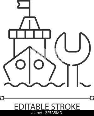 shipbuilding industry sign icon, ship repair and steel construction ...