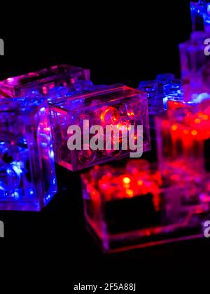 Toy bricks with bright LED lights Stock Photo - Alamy