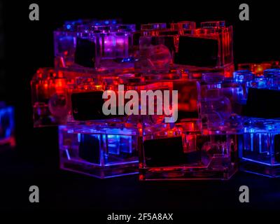 Toy bricks with bright LED lights Stock Photo - Alamy