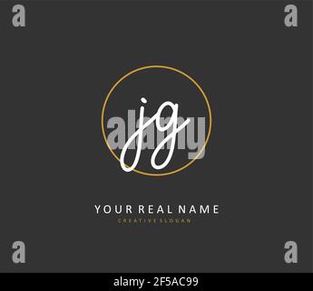 J, G, JG Initial letter handwritten and signature vector image logo ...