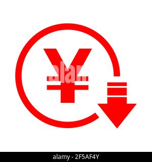 Cost reduction- decrease yuan icon. Vector symbol image isolated on background Stock Vector ...