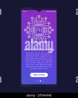 Artificial intelligence app icon. UI/UX user interface. Neural network. Digital brain ...