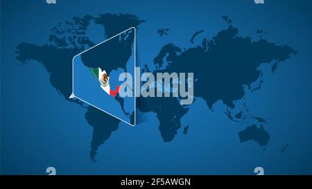 World map with magnified Mexico. Mexico flag and map Stock Vector Image ...