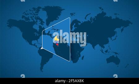 Map pin with detailed map of Colombia and neighboring countries Stock ...