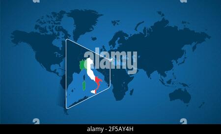 Map pin with detailed map of Italy and neighboring countries Stock ...