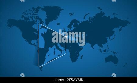 World map with magnified Monaco. Monaco flag and map Stock Vector Image ...