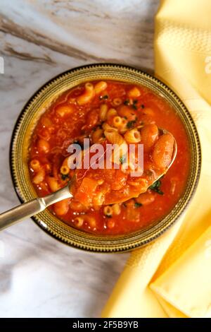 Traditional Italian peasant bean soup pasta e fagioli with gluten-free ...