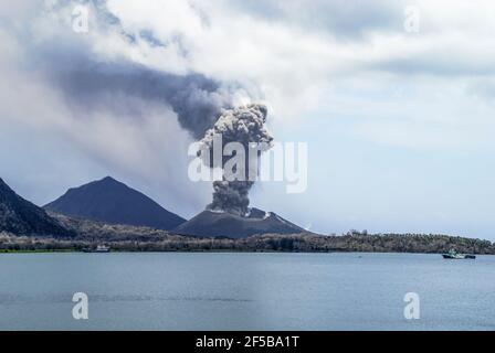 Erupting volcano Tavurvur Rabaul Caldera New Britain Island Papua New ...