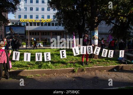 Sit-in at Piazza Indipendenza in Rome organized by Non Una Di Meno ...