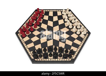 Wooden Three Player Chess. 3 Player Chess Set with Round, Circular ...