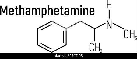 Methamphetamine concept chemical formula icon label, text font vector ...