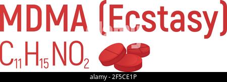 MDMA ecstasy concept chemical formula icon label, text font vector ...