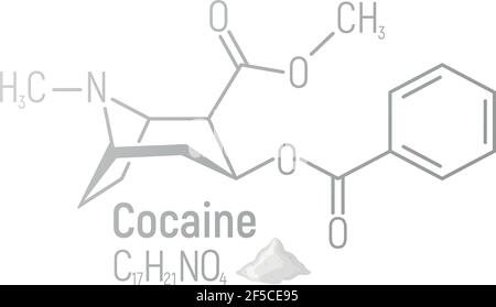 Cocaine concept chemical formula icon label, text font vector ...