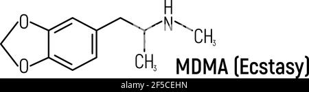MDMA ecstasy concept chemical formula icon label, text font vector ...