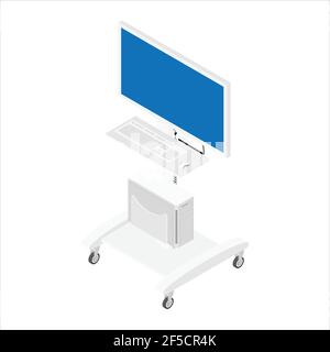 Hospital Vital signs monitor and computer for patient isometric view ...