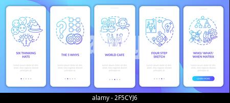 Problem solving methods blue onboarding mobile app page screen with concepts Stock Vector Image ...