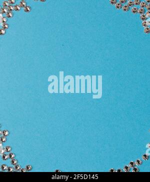 rhinestones on a blue background, top photo. design for text Stock ...