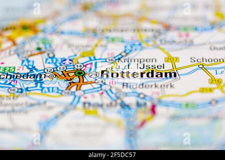 Rotterdam and surrounding areas Shown on a Geography map or road map ...