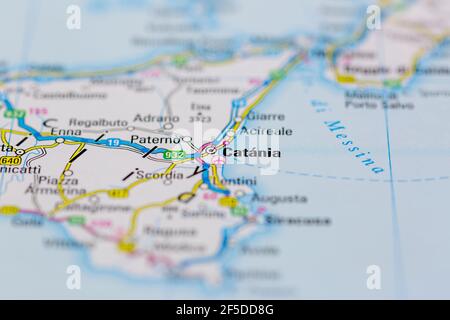 Catania Shown on a road map or Geography map and atlas Stock Photo - Alamy