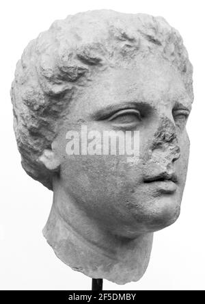 This marble head from a grave marker illustrates Roman portraiture with ...