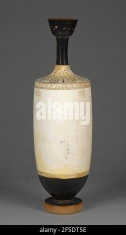This lekythos, an ancient Greek pottery piece, features two centaurs ...