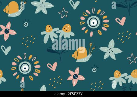 Garden flower, plants ,botanical ,seamless pattern vector design for ...