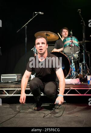 Samuel T. Herring of Future Islands plays live on stage on day two of ...