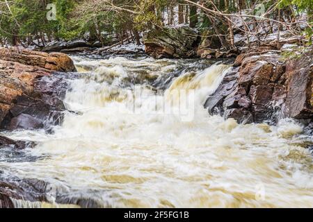 Oxtongue Rapids Conservation area Dwight Ontario Canada in winter Stock ...