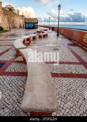 Promenade in the historic centre of Faro - Algarve region, Portugal ...