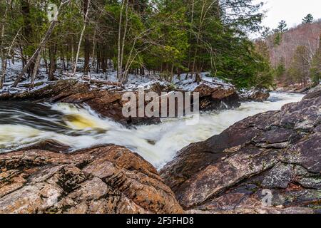 Oxtongue Rapids Conservation area Dwight Ontario Canada in winter Stock ...