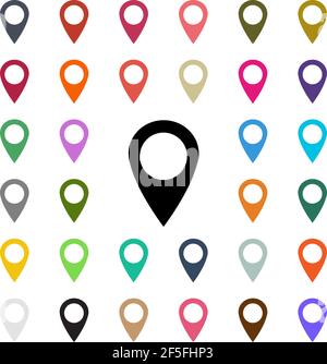 Map pointer setting icon sign. Big set of 16 colorful modern buttons for your design. Vector ...