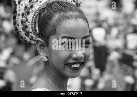 Elementary Filipino Schoolgirls Pose For The Camera During The Drum ...