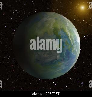 earth planet with one side shadow on cosmos stars backgroundsю This is ...