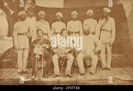 officers of a native Indian regiment, British army, India, photographed ...