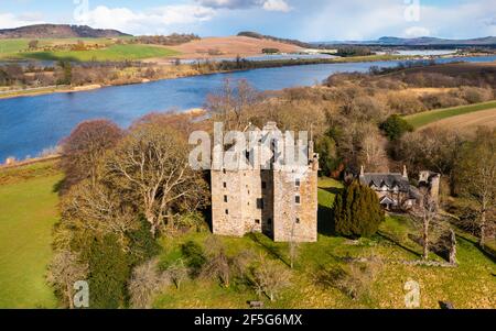 Aerial view of Elcho Castle near Rhynd, Perthshire, Scotland UK Stock ...