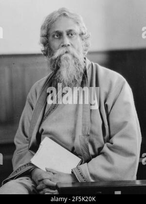 Rabindranath Tagore, full-length portrait, seated, facing front Stock ...