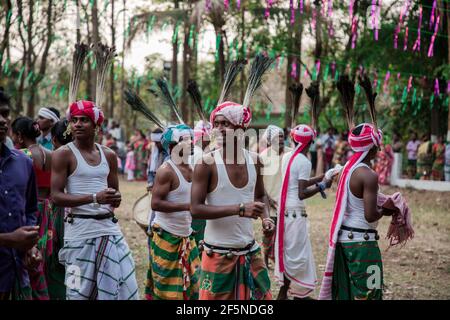Tribals celebrating Baha Bonga festival in Jamshedpur State of India ...