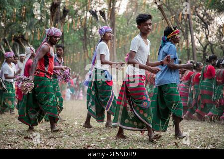 Tribals celebrating Baha Bonga festival in Jamshedpur State of India ...