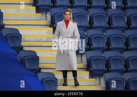 Jenna Brooks Sky Sports rugby league reporter during filming at The ...