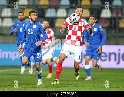 RIJEKA, CROATIA - MARCH 27: Ioannis Pittas of Cyprus and Sime Vrsaljko ...