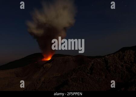 Ibu volcano night eruption (Halmahera, Maluku Islands, Indonesia Stock ...