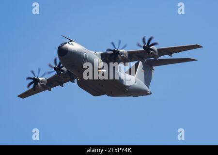 A German Luftwaffe Airbus A400M arriving at the Royal international Air Tattoo RIAT 2022 at RAF ...