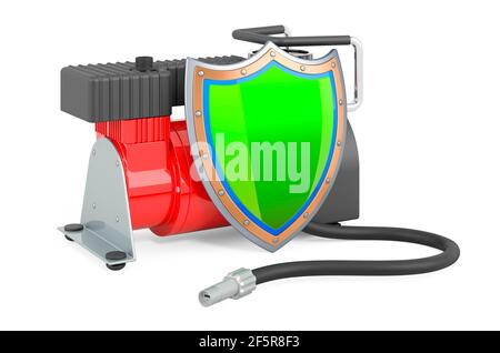Air compressor with shield, 3D rendering isolated on white background ...