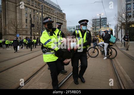Greater Manchester Police Tactical Aid Unit van passing the anti ...