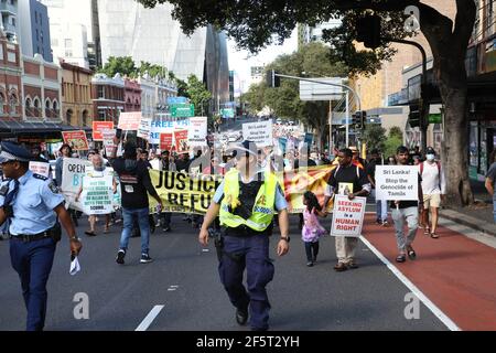 Sydney, Australia. 28th March 2021. Protesters marched from Belmore ...
